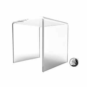 FixtureDisplays® One Riser Combo 5" Cube 3-Sided Clear Plexiglass Pedestal Lucite Acrylic Display Risers Jewelry Showcase Fixtures - 1/8" Thick 16905-5INCH