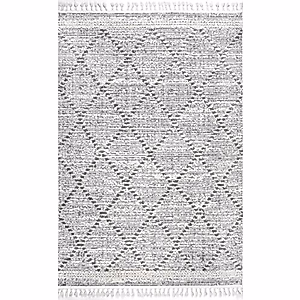 nuLOOM Skylar Textured Trellis Tasseled Area Rug, 4' x 6', Beige