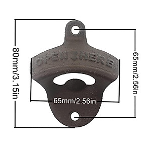 Luwanburg Rustic Cast Iron Beer Bottle Opener Wall Mounted Beer Cap Opener Vintage Open Here for Man Cave Party Gift （Pack of 3)