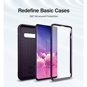 SURITCH for Samsung Galaxy S10 Plus Case, [Built-in Screen Protector] 360° Full Protection Military Grade Shockproof Rugged Bumper Thick Protective Phone Cover for Samsung S10 Plus 6.4 Inch - Purple