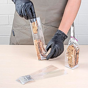 Restaurantware Flat Bottom Heat Seal Sandwich Bags Heat Sealable Food Bags - Gusset Bag with Paper Insert - Clear - 2 x 2 x 8.25 Inch - 100ct Box - Bag Tek