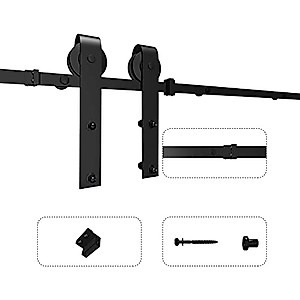 YIGOLD 9ft Barn Door Hardware Kit, Hardware for Sliding Barn Door, Antique Style, Sliding Smoothly Quietly, Factory Outlet Upgraded Version Quality Carbon Steel (I Shape Hanger)