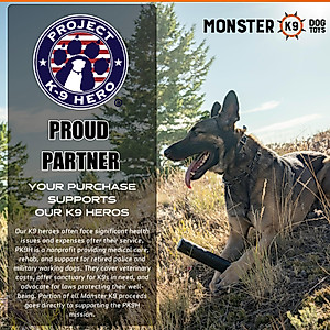 Monster K9 Indestructible Chew Stick - Lifetime Replacement - Medium & Large Breeds - Ultra Durable for Aggressive Chewers - Chew, Tug, & Fetch Dog Toy - Made in USA - 9in. x 1.75in.