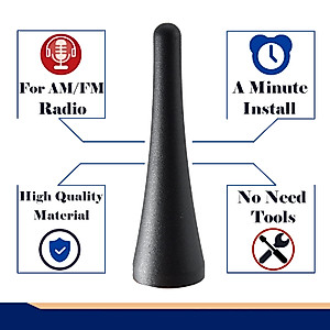 Anina Antenna Mast Replacement 3.8 Inch for 2010-2014 Ford Mustang, 2013-2023 Ford Transit, 2013-2019 Lincoln MKZ AM/FM Radio Stubby Aerial Short Antenna Mast Black Aluminum Car Wash Proof