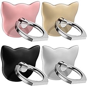 Cell Phone Finger Ring Holder, Universal Smartphone Bracket Animal Cat Ring Grip Kickstand for iPhone X 8 8S 7 Plus 6 6S 5 5C 5S, Samsung Galaxy S8 S7 Edge S6 Note 8 5, Tablet, (4PCS)