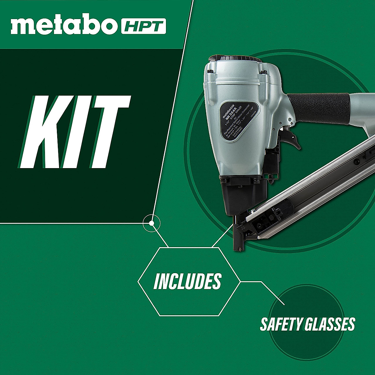 Metabo HPT Metal Connector Nailer | Pro Preferred Brand of Pneumatic Nailers | 36 Degree Magazine | Accepts up to 1-1/2-Inch Nails | Ideal for Fastening Metal Connectors to Wood | NR38AK