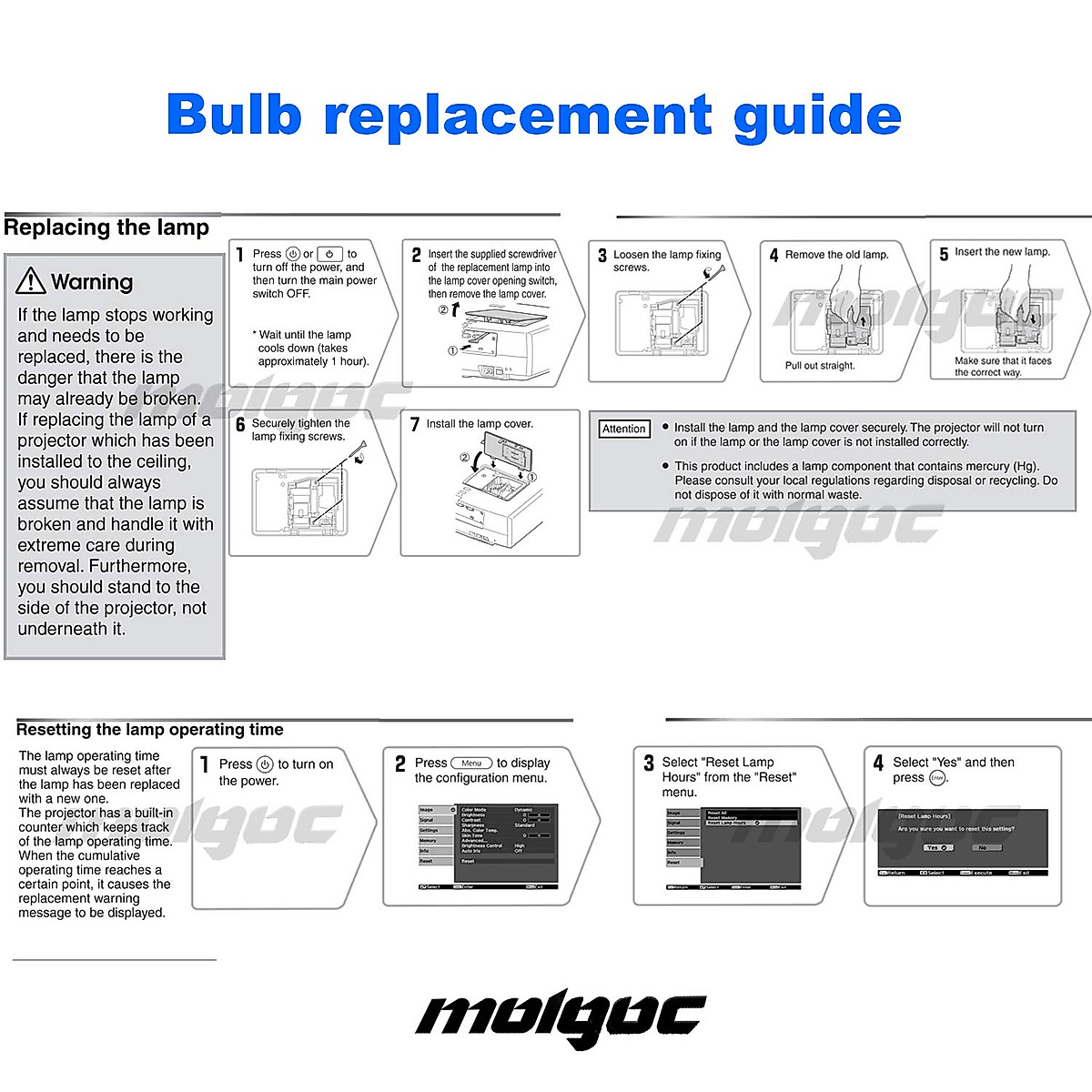 Molgoc V13H010L49 Replacement Lamp Compatible with Epson Home Cinema 8350 Bulb ELPLP49 H373a, H419a Projector lamp.