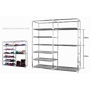 GOODSILO 6 Layer Dual Row 9 Shelf Shoe Rack Storage Organizer Shoe Shelves Closet Cabinet with Dustproof Cover for Bedroom, Wardrobe, Hallway, Entryway Purple