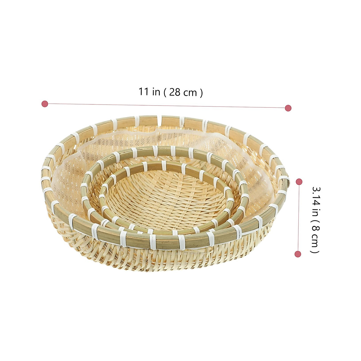 Alipis 3Pcs bamboo three piece set Bread Basket Tray wicker food shallow plate fruit rattan basket wicker basket tray fruit display basket Rattan Bread Basket wicker tray dining table egg
