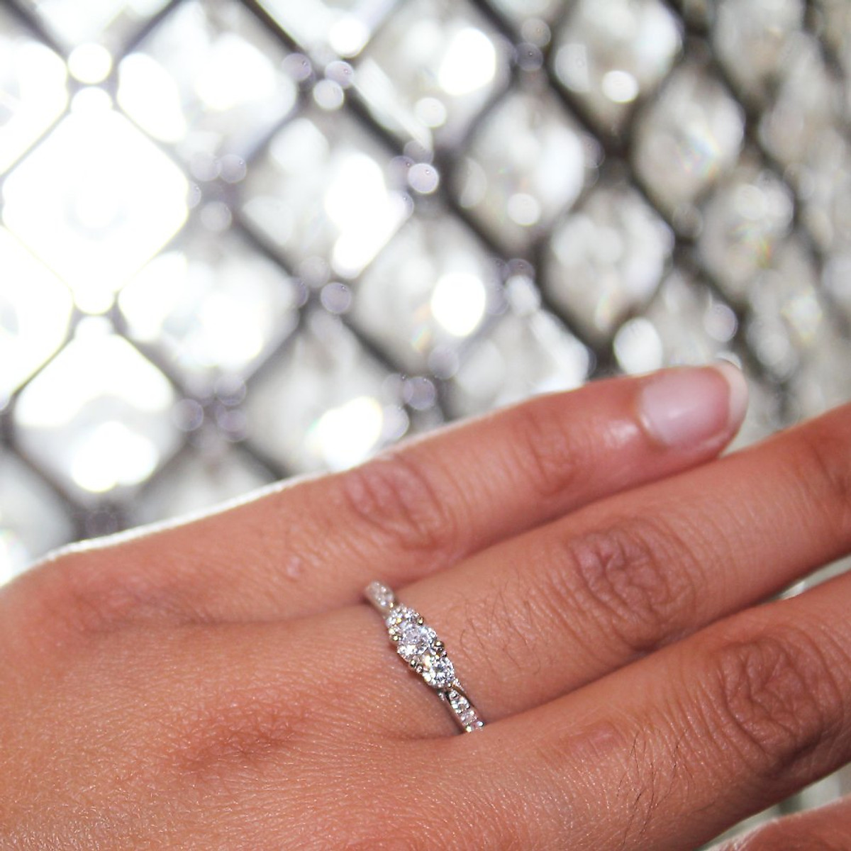 Oxford Diamond Co Cubic Zirconia Fashion Promise .925 Sterling Silver Ring Sizes 5