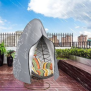 Neween Patio Egg Chair Covers Durable Large Wicker Egg Swing Chair Covers, 75"x45" Windproof Sun Protection Outdoor Chair Cover with Storage Bag, Zipper, and Drawstring for Garden, Backyard, Gray