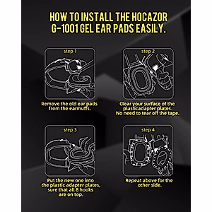 Hocazor G-1001 Replacement Gel Ear Pads Compatible with Awesafe, Howard Leight Earmuffs, Gucho Ear Protection, Zohan EM054 Hearing Protector Silicone Ear Cushions Hygiene Kit