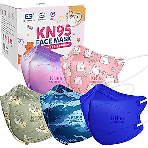 ctc connexions 30Pcs Kids KN95 Masks for children 5 Ply Multicolor Cute Print Kids Face Masks Filter Efficiency≥95% with Elastic Ear Loop and Adjustable Nose Clipfor Boys, Girls