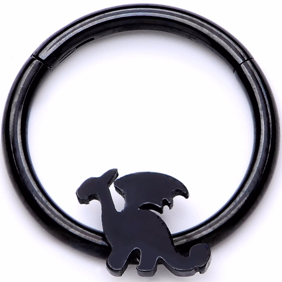 Body Candy 16G Black PVD Steel Hinged Segment Ring Seamless Cartilage Septum Ring Dragon Nose Hoops 3/8"