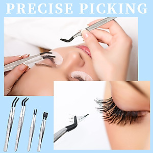 DragonflyDreams 4 Pieces Tweezers with Rubber Tips Tweezers PVC Coated Tweezers Set, Rubber Straight Tip Tweezers Rubber Flat Tip Tweezer Long Bent Tweezers for Crafts Stamps Beads Jewelry Tools