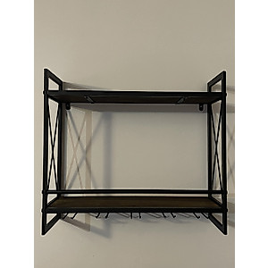 Spartan Saver Industrial Wall-Mounted Wine Rack with Wine Bottle Holder, Floating Bottle Storage Bar, and Wine Glass Holder