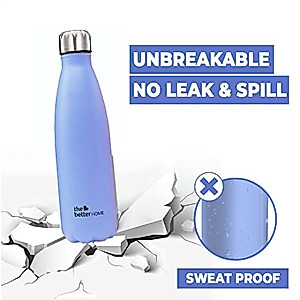 The Better Home 500 Stainless Steel Insulated Water Bottle 500ml | Thermos Flask 500ml | Hot and Cold Steel Water Bottle 500ml | Food Grade & BPA Free Insulated Water Bottles (Pack of 2)