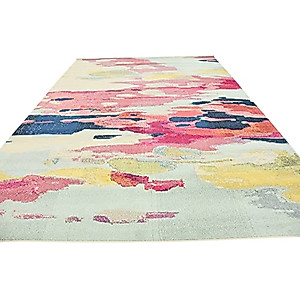 Unique Loom Estrella Collection Light Colors, Abstract, Modern, Vibrant Area Rug, 3 ft 3 in x 5 ft 3 in, Pink/Ivory