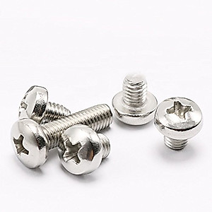 #6-32 x 3/8 Phillips Pan Head Machine Screws,Stainless Steel,Full Thread,Right Hand,Pack of 100
