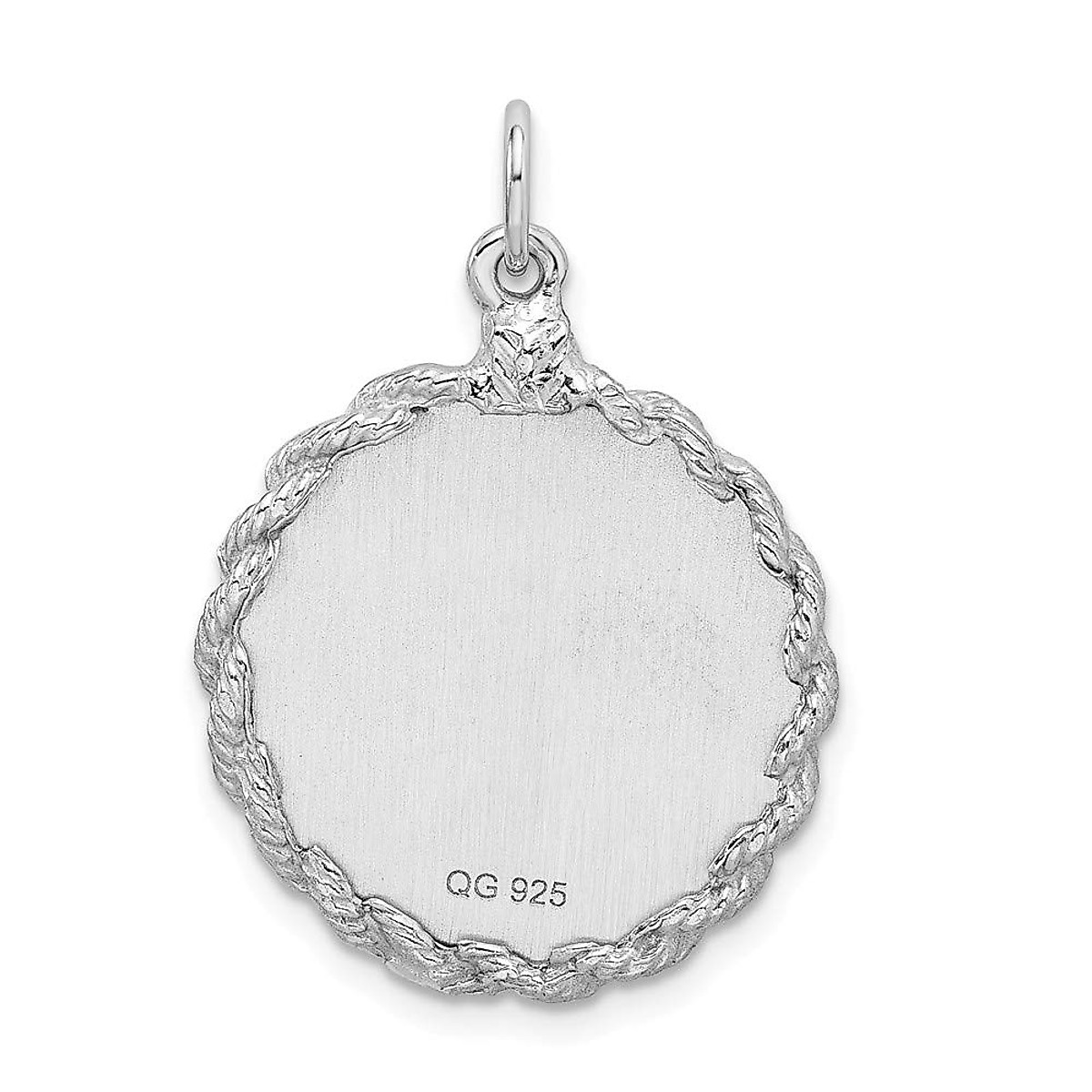Sterling Silver Anti-Tarnish Treated Merry Christmas Disc Charm (approximately 30 x 22 mm)