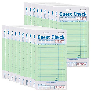 Stock Your Home Green Guest Check Books for Servers (20 Pack) Server Note Pads, Waiter Checkbook, Food Receipt Book, Restaurant Order Pad, Paper Checks, Waitress Accessories, 1000 Total Tickets