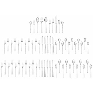Lenox Bratton 65-Piece Flatware Set, 9.85 LB, Metallic
