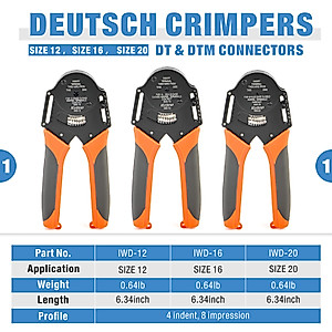 iCrimp Deutsch Terminal Crimp Tool Kit, Close Barrel and Open Barrel Crimper, Deutsch Removal Extraction Tool for Deutsch DT Connectors, Solid & Stamped Contacts, Delphi Weather Pack Terminals-12PCS