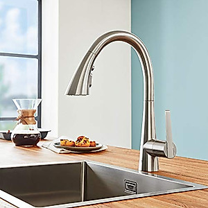 GROHE 30368DC2 Zedra Pull-Down Kitchen Faucet with sprayer Supersteel (Stainless Steel)