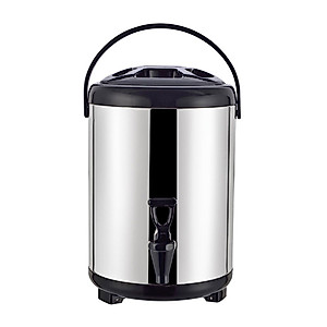 Stainless Steel Insulated Barrel Double Walled Beverage Dispenser with Spigot Keep Hot Water Milk Tea Coffee Juice, Home Party Use 1.59 Gallon