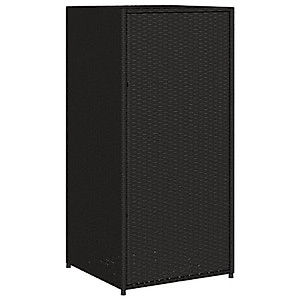 GOLINPEILO Wicker Patio Garden Storage Cabinet, Outdoor Towel Rack & Pool Cabinet, Freestanding PE Rattan Wicker Storage Cabinet, Black 21.7"x21.7"x43.7" Poly Rattan, -343