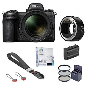 Nikon Z 6II Mirrorless Camera with NIKKOR Z 24-70mm f/4 S Lens Bundle with FTZ II Mount Adapter, Extra Battery, Peak Design Wrist Strap, Filter Kit, Screen Protector