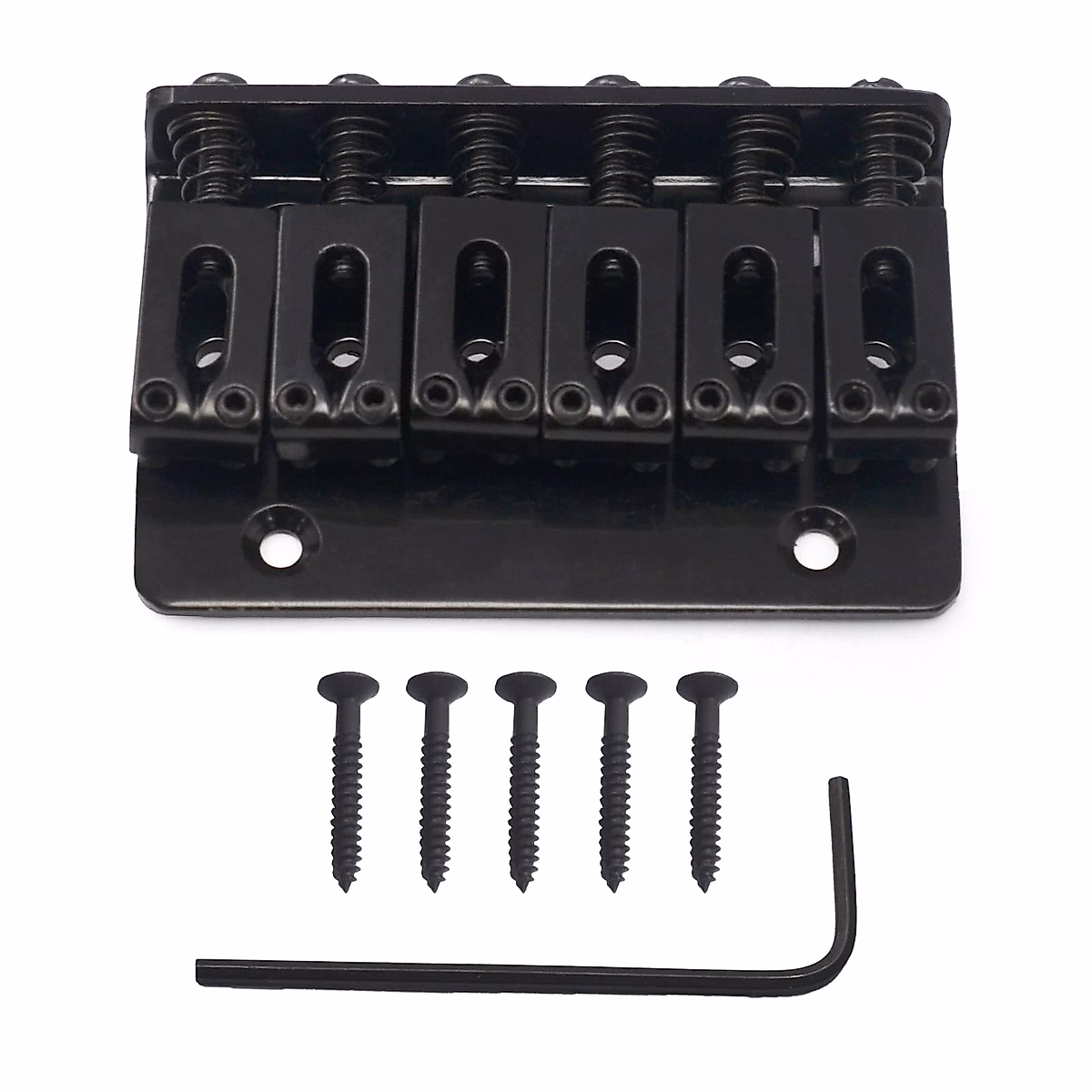 MAXCHEER 65MM Metal Fixed Hardtail Saddle Bridge Top Load Guitar Tailpiece For 6 string electric guitar or strat guitar (Black)