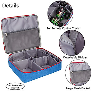 KISLANE Toy Cars Storage Compatible with Monster Jam Remote Control Truck, Carrying Case Fits for 1:24 Scale Monster Jam Truck for Kids, Bag Only (Blue)