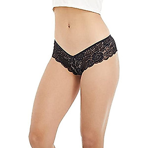 Muulyca Women’s Sexy Lace V-back Thongs Criss Cross Panties 4 Pack,RWNB,L