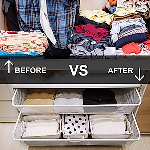 HNZIGE Large Storage Baskets for Shelves(3 Pack) Fabric Storage Baskets, Empty Gift Baskets with Rope Handles, Decorative Foldable Storage Baskets for Organizing Home(White&Gray,15" x 11" x 9.5")