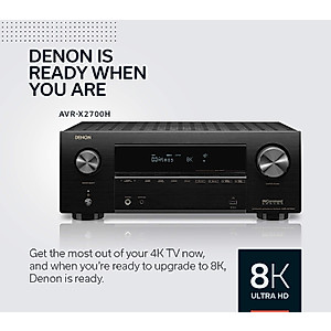 Denon AVR-X2700H 8K Ultra HD 7.2 Channel (95 Watt X 7) AV Receiver 2020 Model - Built for Gaming, Music Streaming, 3D Audio & Video, Alexa + HEOS