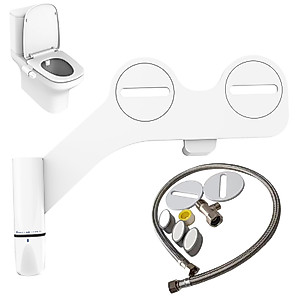 bbJJbbY Bidet Attachment for Toilet UK, Toilet Bidet Attachment, Ultra-Slim Bidet Sprayer with Dual Nozzle, Non-Electric Bidet Spray Adjustable Pressure for Feminine/Posterior Wash Home Supplies