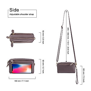 Phenas Small Leather Crossbody Bag CellPhone Purse Mini Shoulder Handbag with Wristlet Clutch Purse for Women Girls