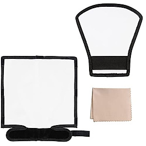 waka Flash Diffuser Reflector Kit - Bend Bounce Flash Diffuser+ Silver/White Reflector for Speedlight, Universal Mount for Canon, Nikon, etc.