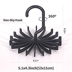 4 Pack Tie Rack Hanger Holder Hooks Organizer for Mens, 360 Degree Rotating Tie Racks, Black