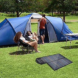 AIZYR 50W Portable Foldable Solar Panel Charger, Waterproof Controller Solar Suitcase with Crocodile Clip and Dual USB Outputs for Portable Generator Power