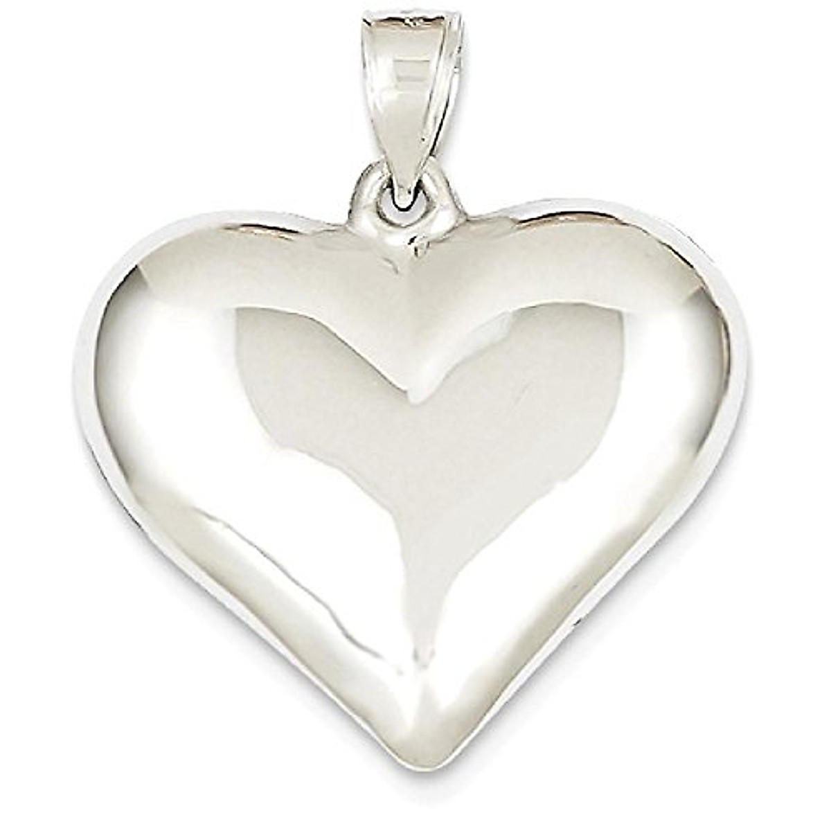 IceCarats 14K White Gold Heart Necklace Love Pendant Charm 26mm x 21mm Only