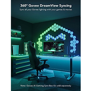 Govee RGBIC Gaming Lights, 10ft Neon Rope Lights Bundle Music Sync Box, Bluetooth Group Control 7 Devices