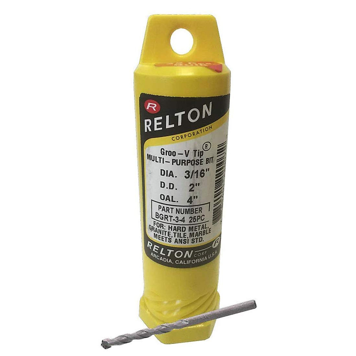 RELTON Bulk 3/16IN X 4IN GROO-V TIP BIT (BGRT-3-4) (25/Each)