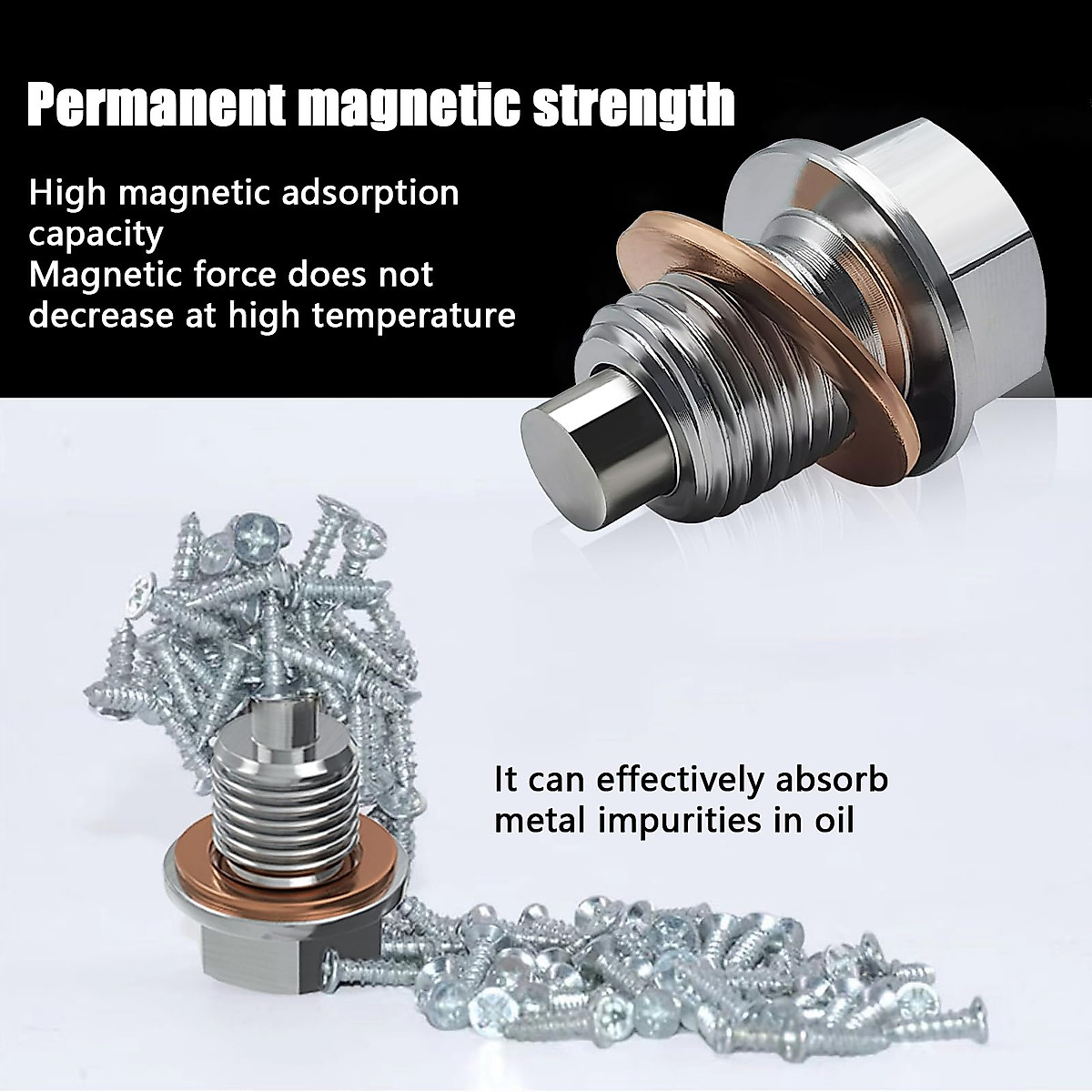 Fogfar 1 PC Oil Drain Plug with 5 Cooper Washer, M14x1.5 Heavy Duty Engine Oil Drain Plug, for Qashqai Qijun New Teana New Sunshine Liwei Sylphy Tiida Nissan (Silver)