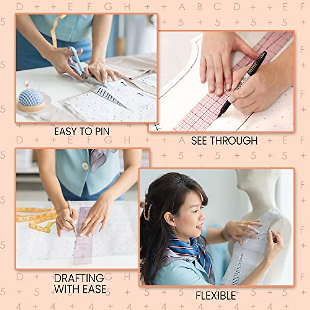 Pattern Paper for Fashion Design - 45 inches x 10 Yards, Alpha Numeric Dotted Marking Paper - Made in The USA