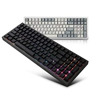 ABKO AR96 Changing Switch CNC Full Aluminum Gaming Keyboard 10 keyless Cherry 96keys (Red Switch, Silver)