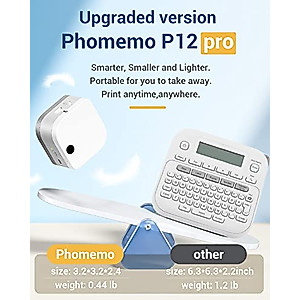 Phomemo P12 Pro Label Maker Machine with Tape, Portable Rechargeable Label Makers Wireless Label Printer Compatible with Android & iOS, Easy to Use Small Business Home Office Organization - White