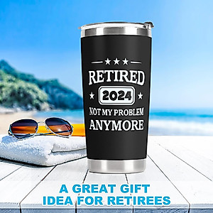 QTDS Retirement Gifts for Men 2024 - Best Funny Retirement Gifts for Teachers Coworkers Boss Doctors - Retired Gifts for Men, Humorous Happy Retirement Gifts, 20 Oz Retirement Coffee Tumbler Cup