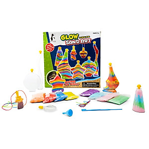 Sand Art Kit for Kids, Glow in the Dark Sand Art Bottles and Necklaces, Arts and Crafts STEM Toys for Boys and Girls, 8 Art Sand Colors Including 2 Glow in the Dark, Craft Gift for Boys and Girls 3+